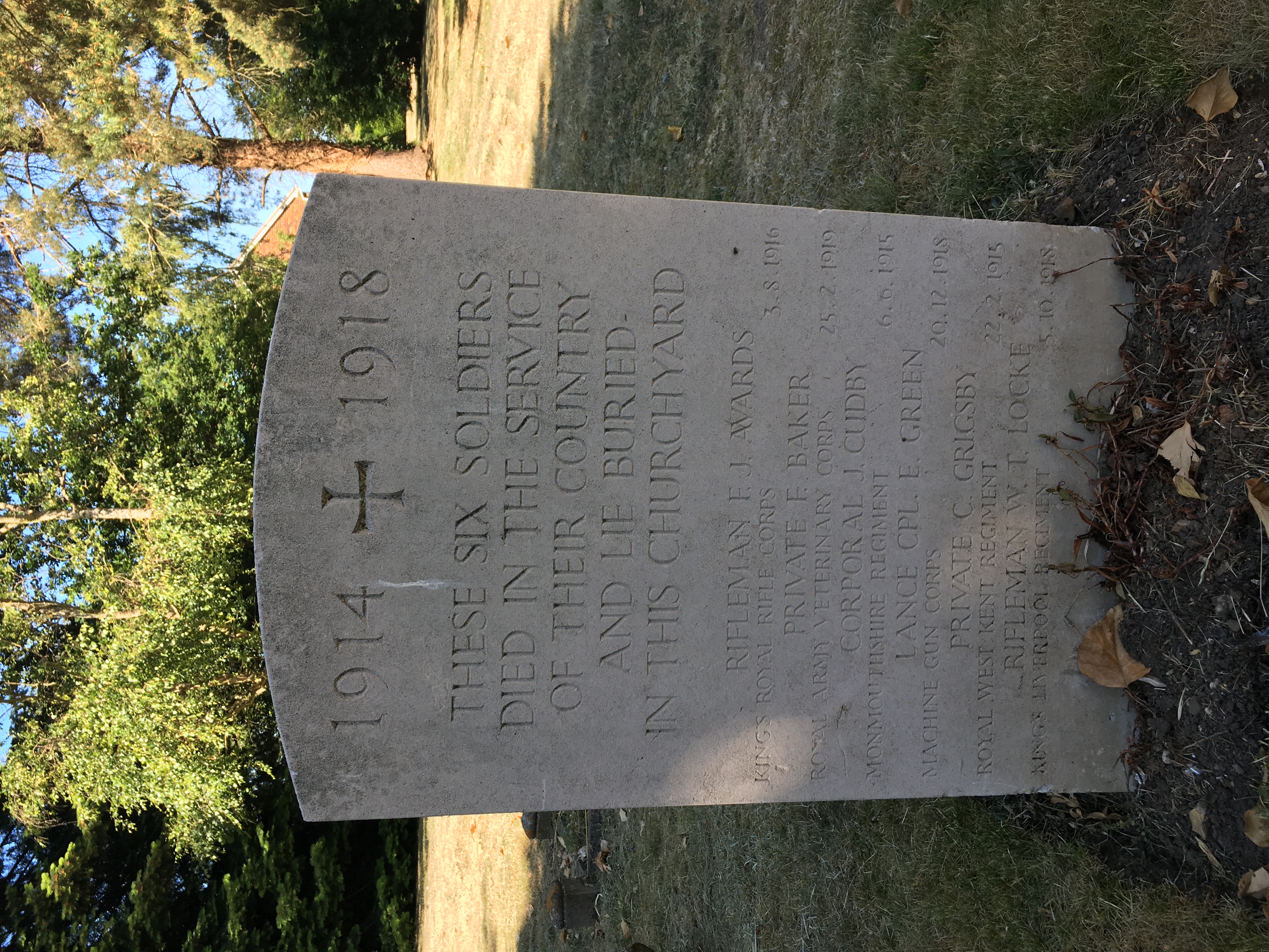 Aylesford stone with CWGC grave details - War Memorials Online