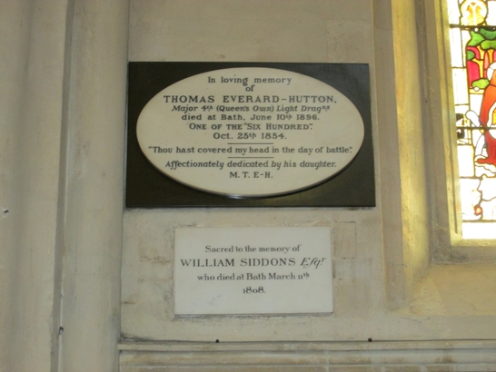 Bath Abbey: Memorial to Major Thomas Everard-Hutton