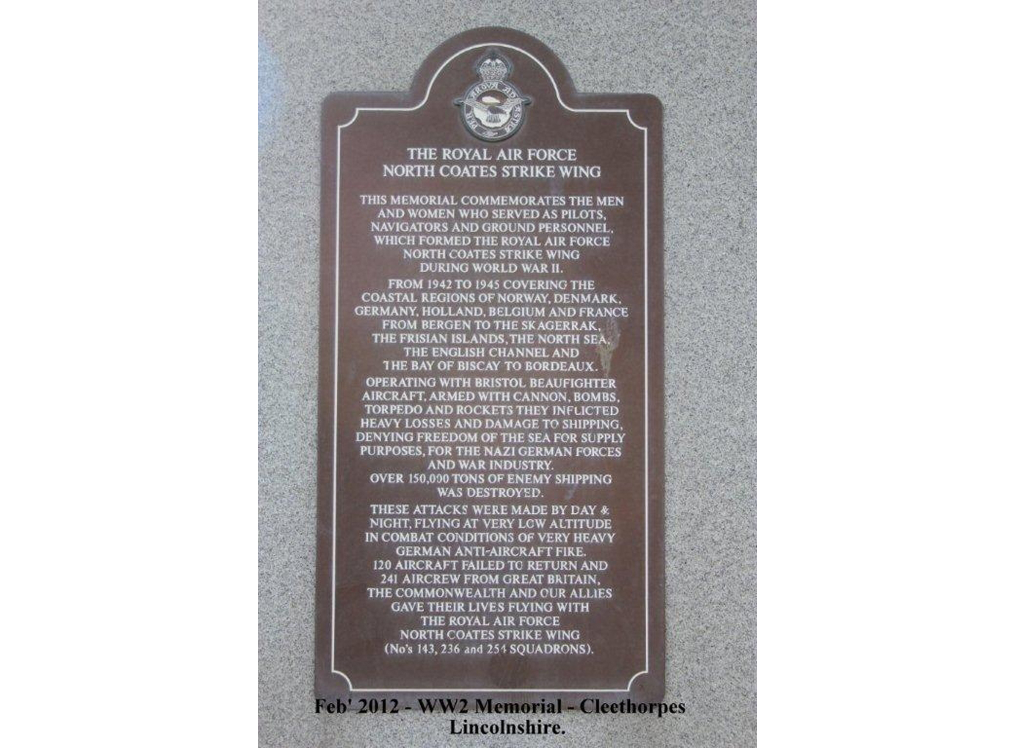 Cleethorpes (RAF North Coates Strike Wing memorial)