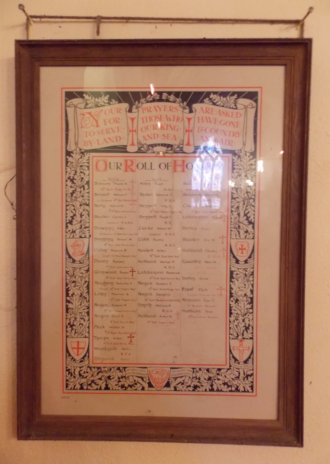 Fakenham Magna WW1 Roll of Honour