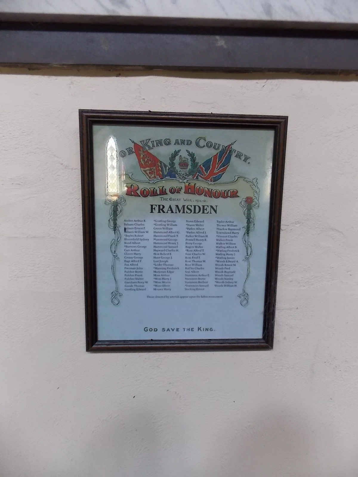 FRAMSDEN ROLL OF HONOUR