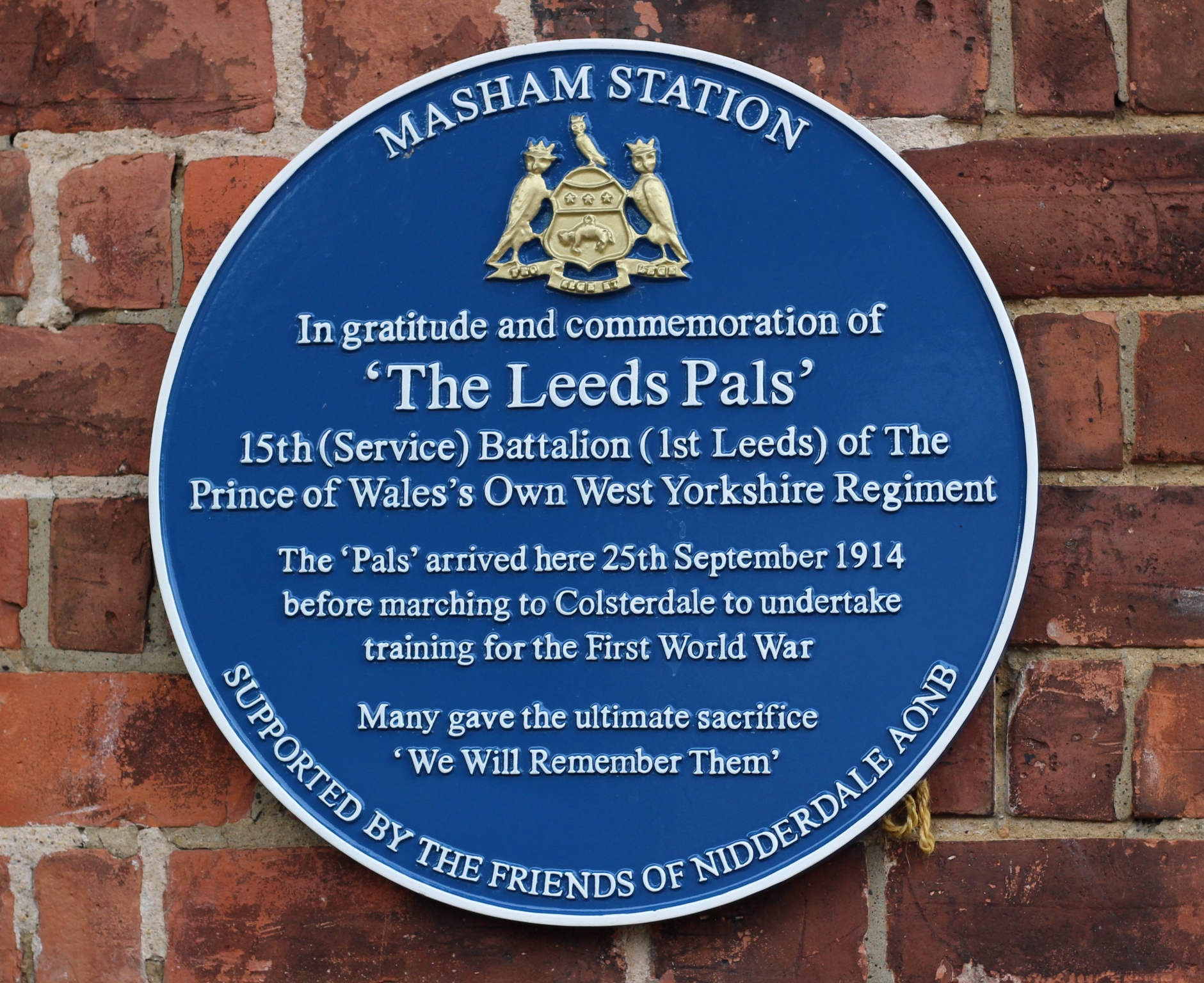 Leeds Pals Memorial Blue Plaque - War Memorials Online