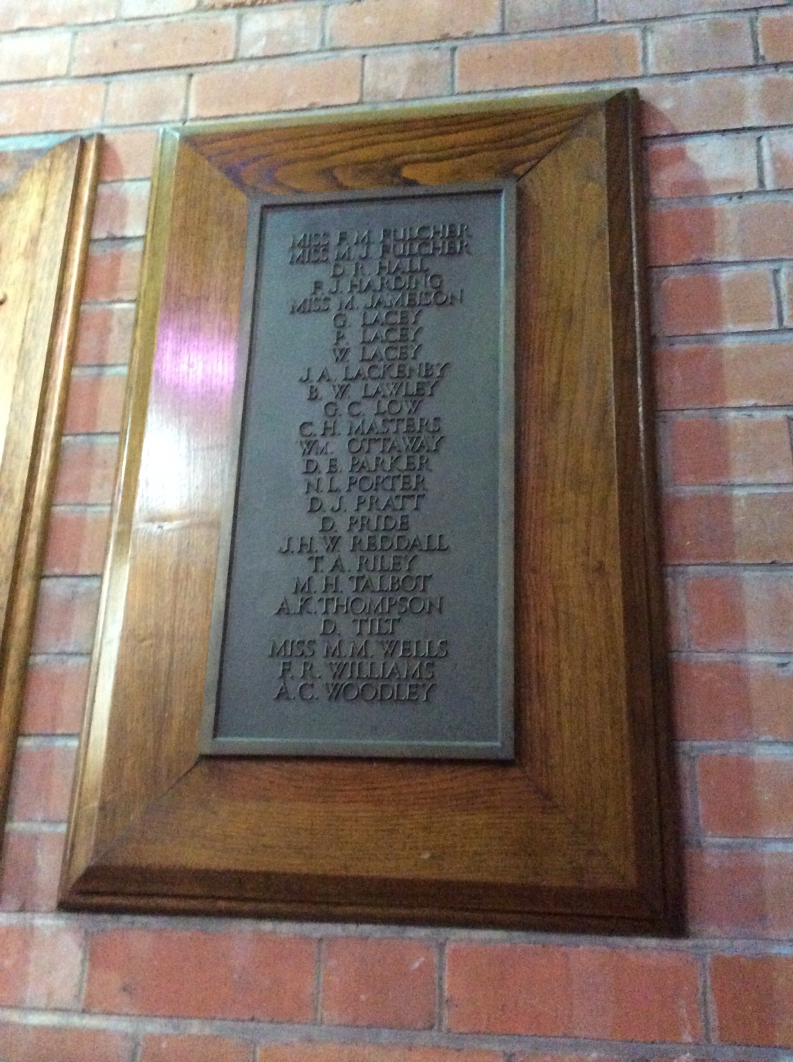 Chester Road Baptist Church 1939-1945 Memorial Plaques