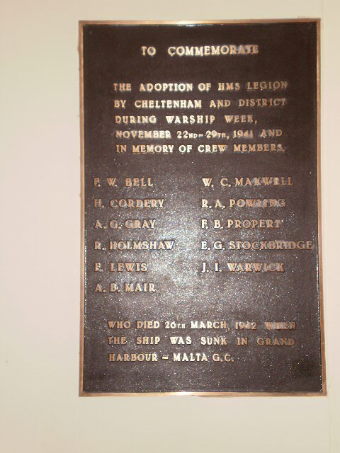 HMS Legion -Warship Week Plaques - War Memorials Online