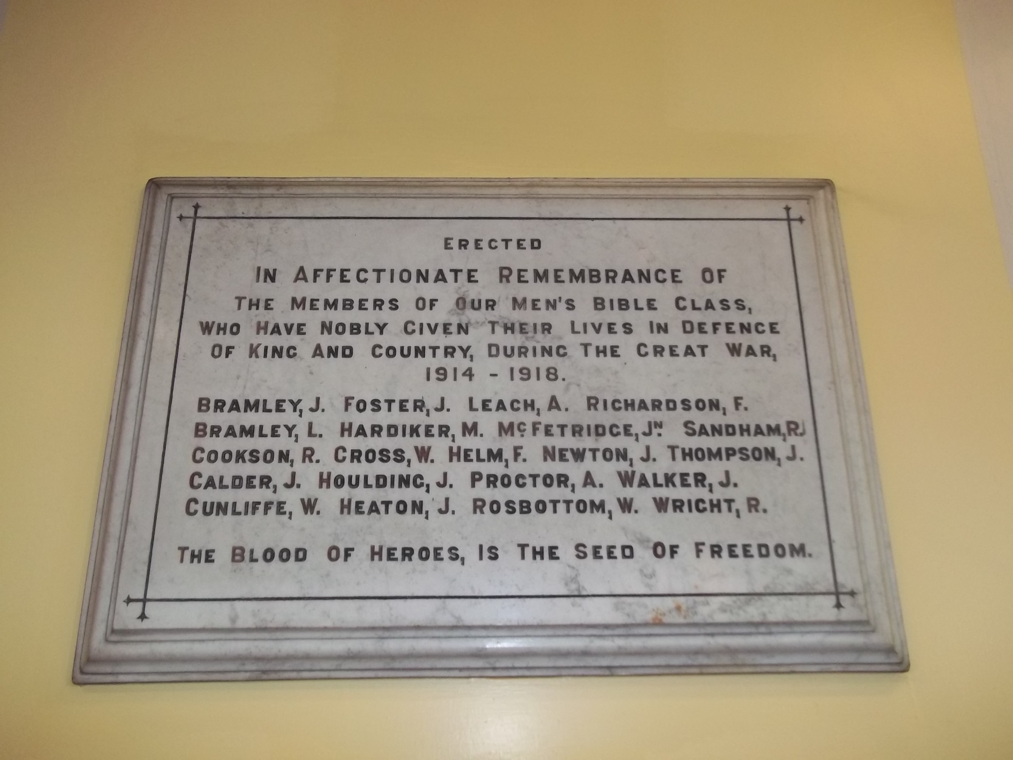 Wycliffe Memorial Church WW1