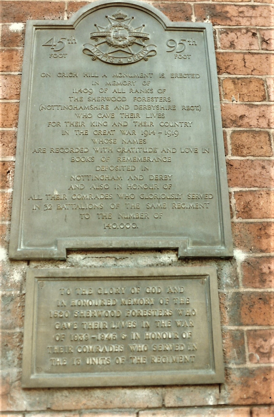 45th & 95th Foot, The Sherwood Foresters WW1 - War Memorials Online