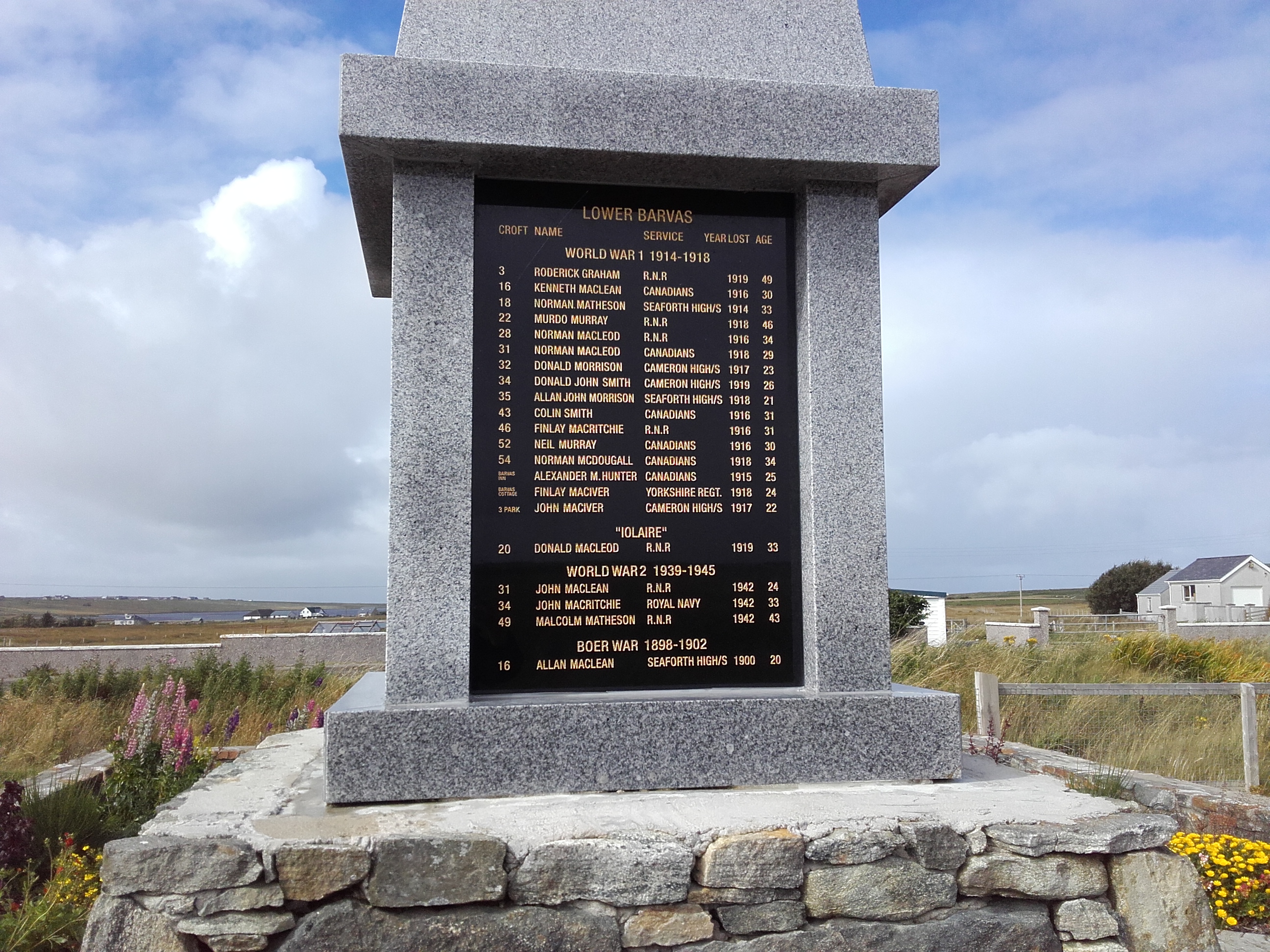 Barvas Village Memorial - War Memorials Online