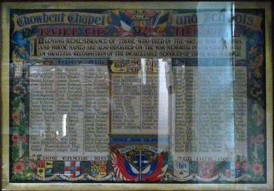 Chowbent Unitarian Chapel and Schools Roll of Honour WW1