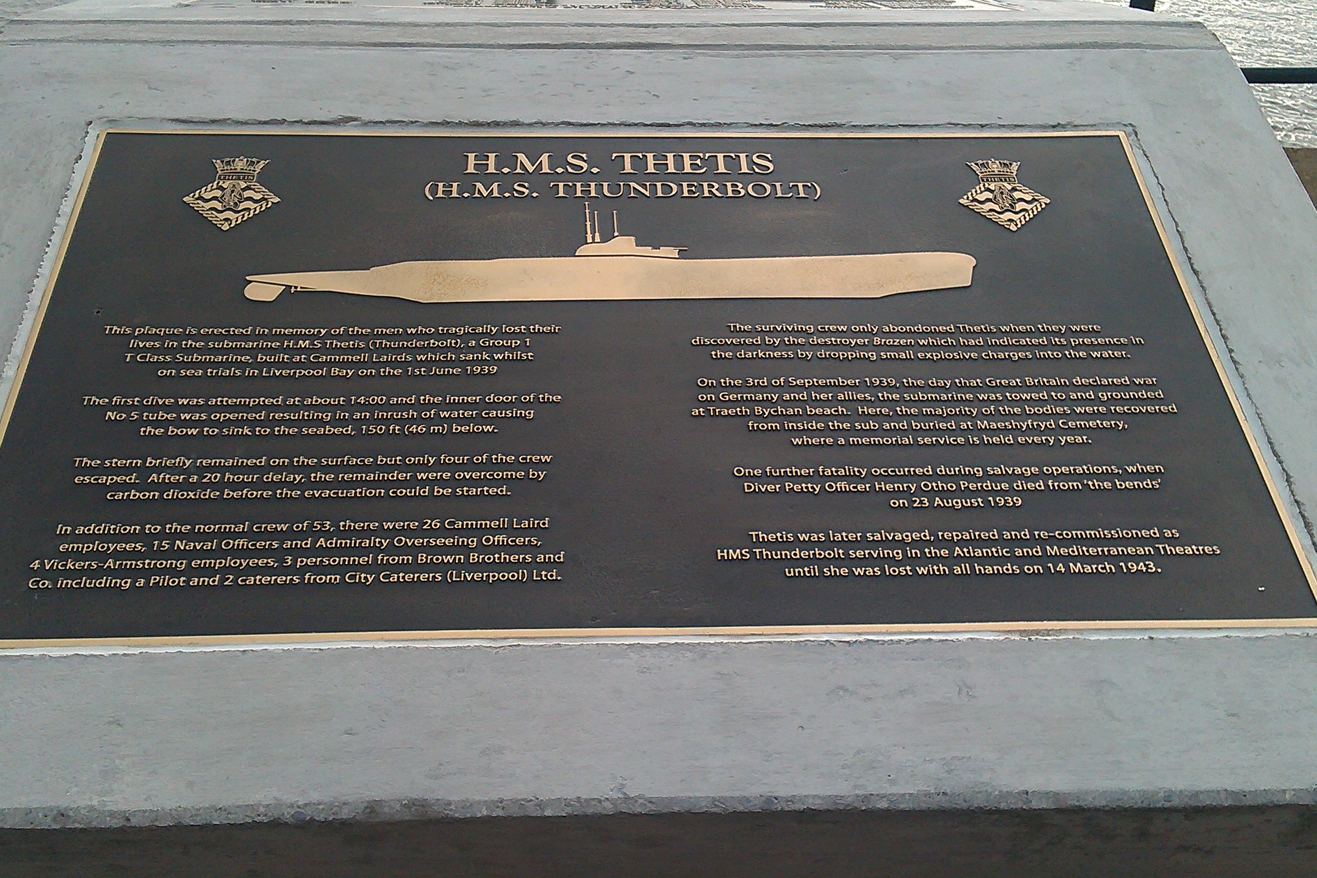 HMS Thetis (Birkenhead) - War Memorials Online