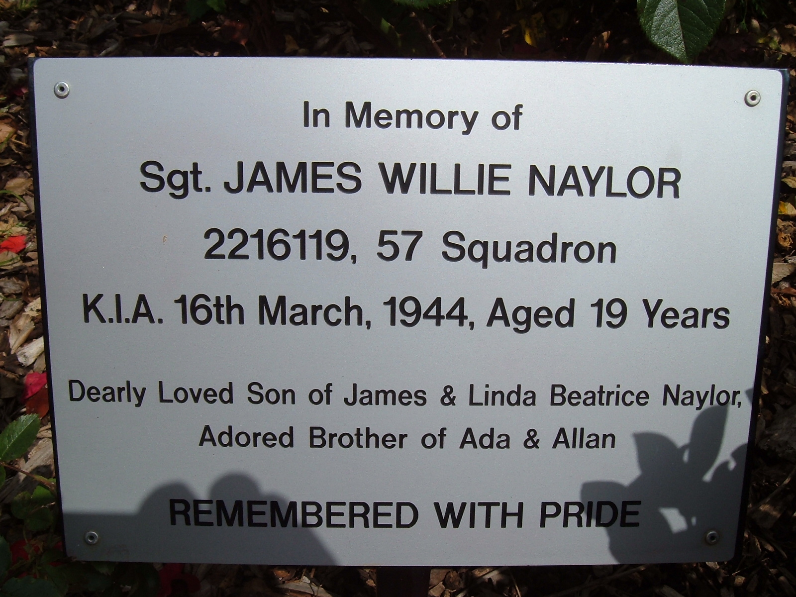 Sergeant James Willie Naylor – 57 Squadron
