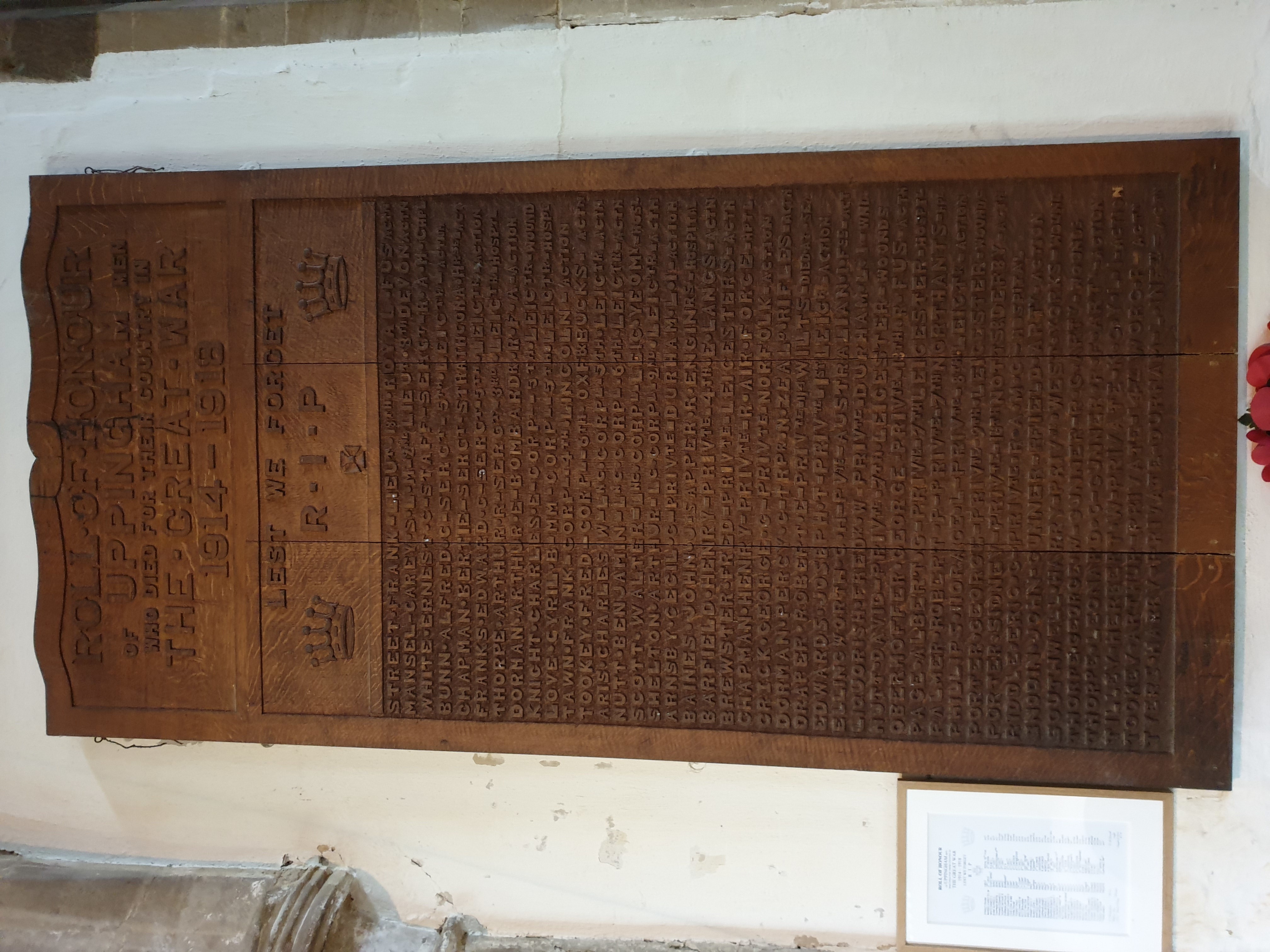 Men of Uppingham WW1 Board