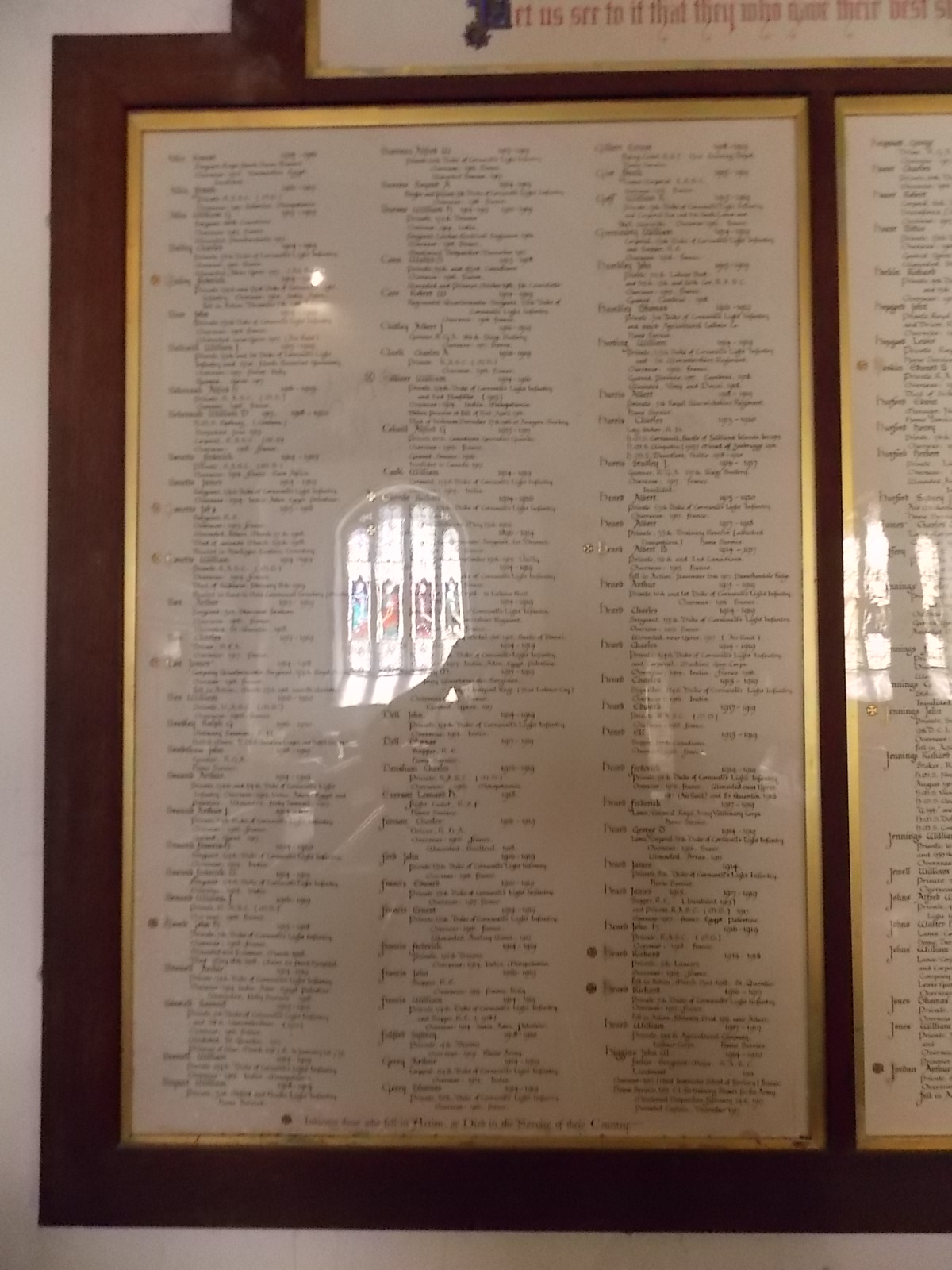 Kilkhampton WW1 Scroll of Honour