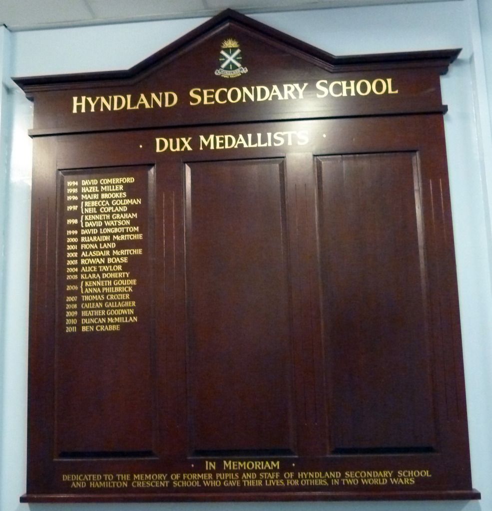 Hyndland Secondary School- Dux Medallists Board