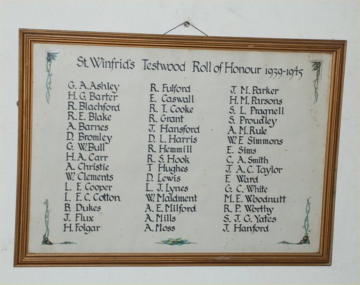 St Winfrid's Testwood Roll of Honour