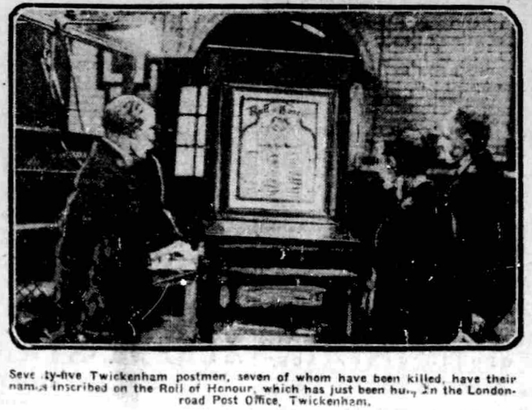 Twickenham Post Office Original Roll Of Honour (Lost)