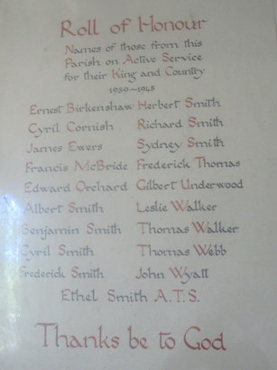 St Nicholas Church WW2 Roll of Honour