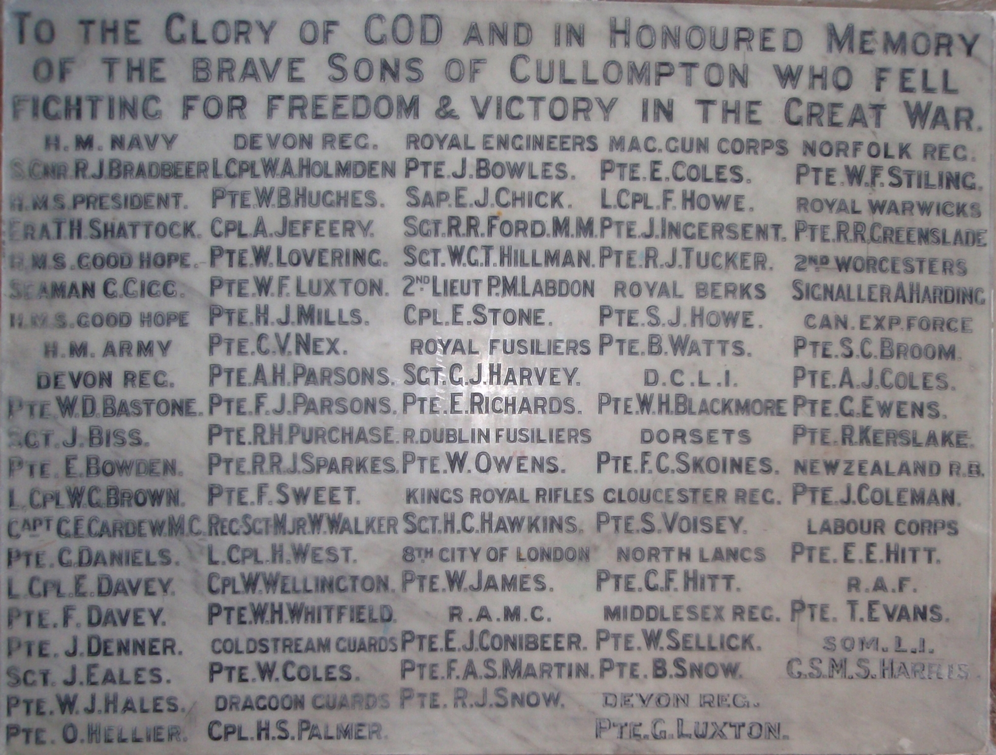 Cullompton WW1 (Fallen)