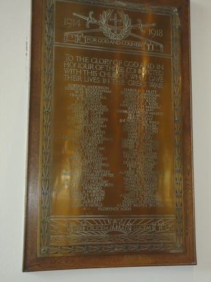 Holy Trinity - WW1 Plaque